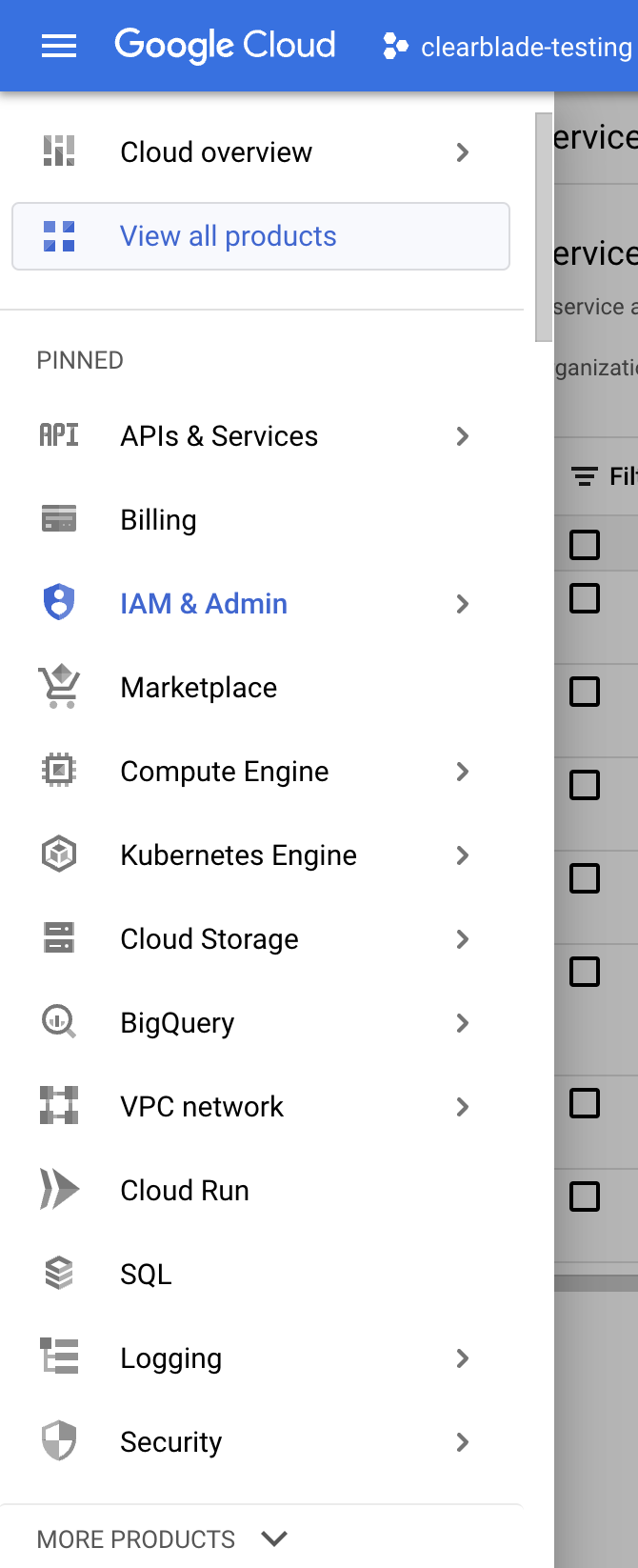 Creating a Google Cloud service account key
